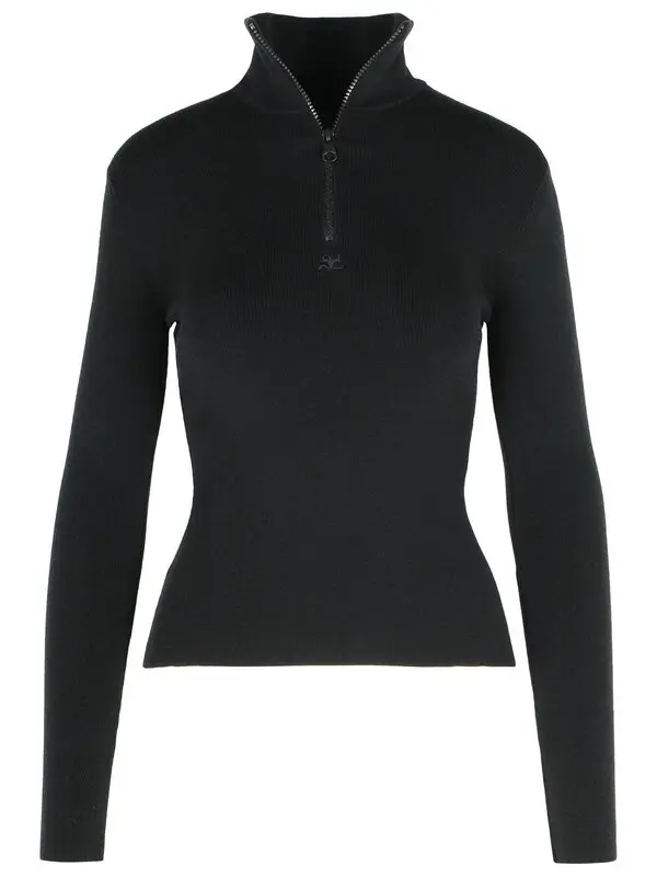 COURREGES Merino Wool Sweater - Black