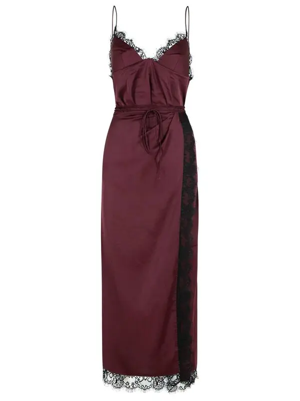 Andamane Burgundy Polyester Blend Dress - Multicolor