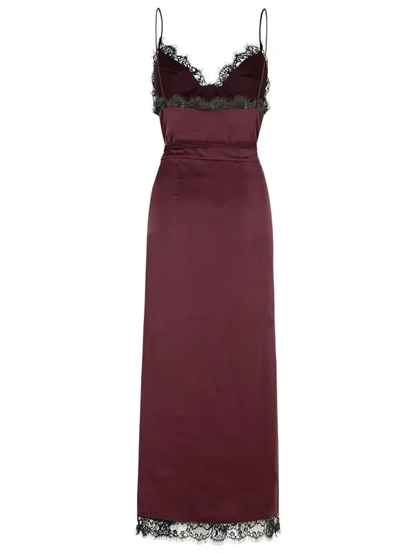 Andamane Burgundy Polyester Blend Dress