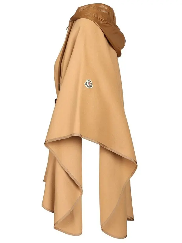 Moncler Padded Cape In Wool Blend