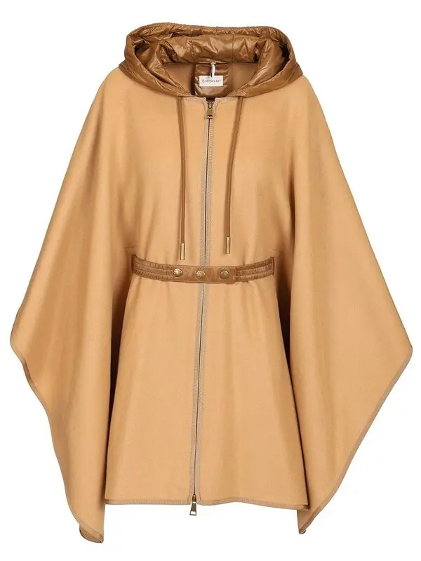 Moncler Padded Wool Blend Cape - Cream
