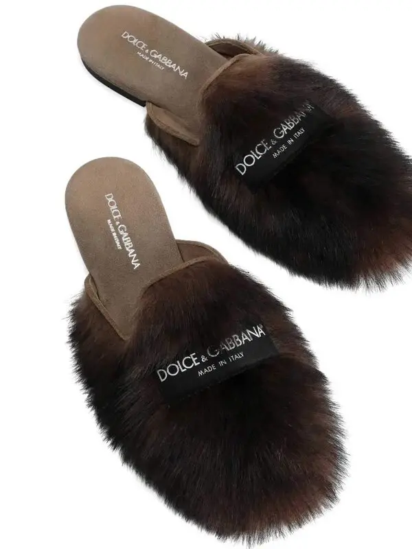 Dolce & Gabbana Suede And Shearling Slippers