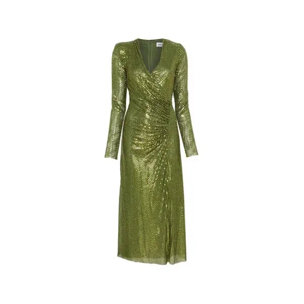 SELF-PORTRAIT Embellished Midi Dress - Green