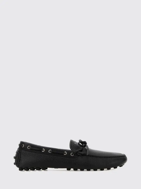 Prada Leather Driver Boat Shoes - Black