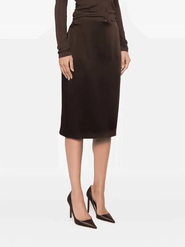TOM FORD Silk Pencil Skirt - Brown