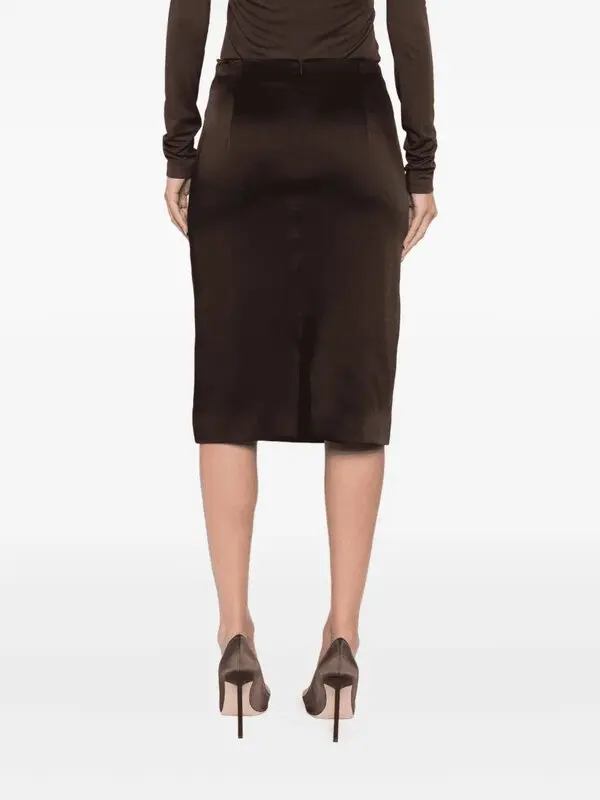 TOM FORD Silk Pencil Skirt - Brown