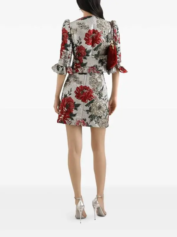 Dolce & Gabbana Floral Print Jacquard Mini Skirt - Multicolor