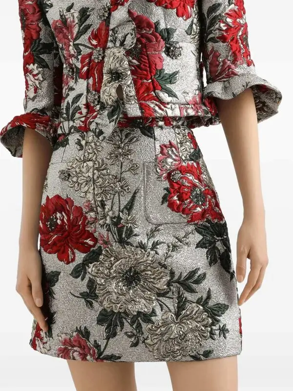 Dolce & Gabbana Floral Print Jacquard Mini Skirt - Multicolor