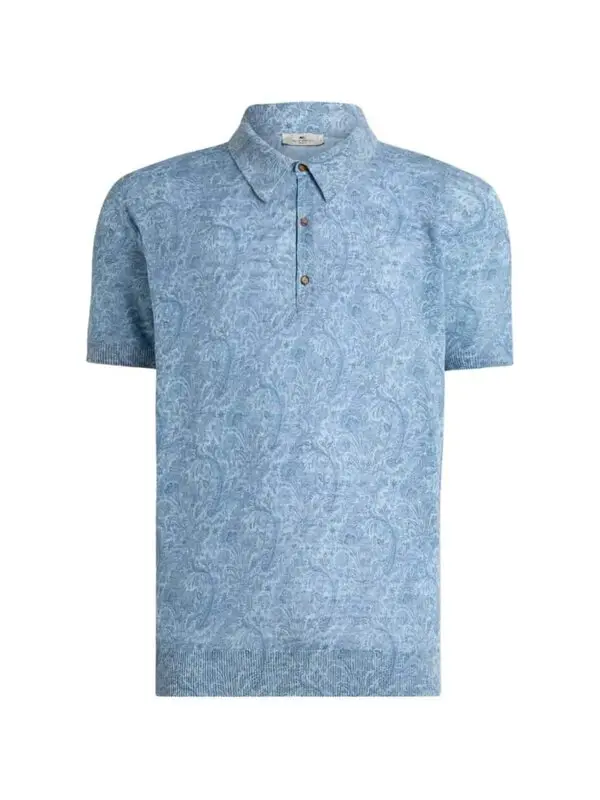 Etro Polo Shirt With Floral Pattern - Blue