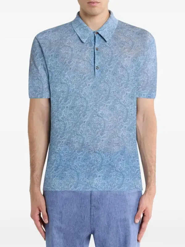 Etro Polo Shirt With Floral Pattern - Blue