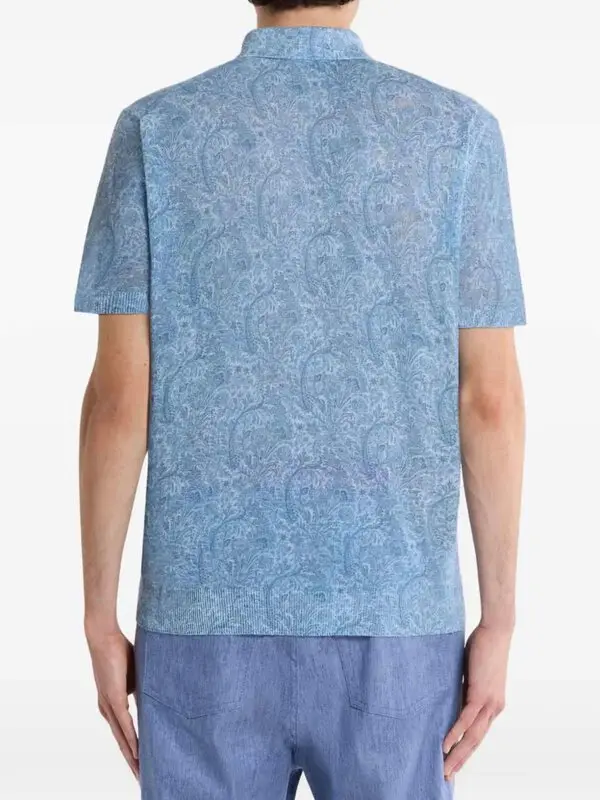 Etro Polo Shirt With Floral Pattern - Blue