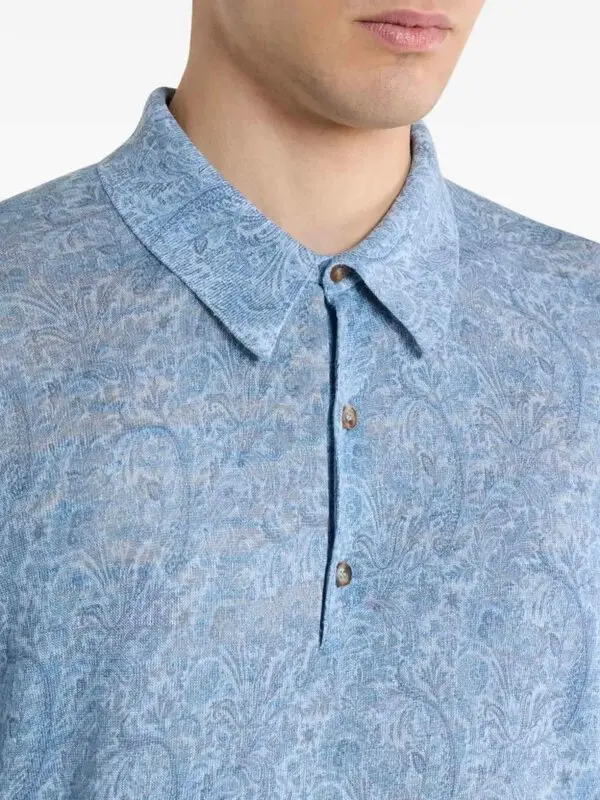 Etro Polo Shirt With Floral Pattern - Blue