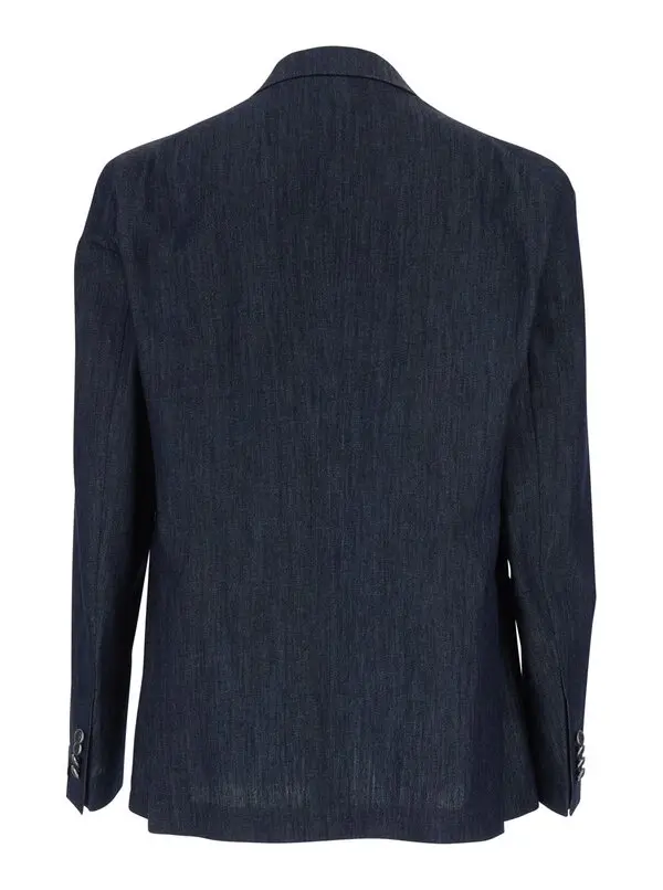 Tagliatore Blue Single-breasted Jacket In Denim For