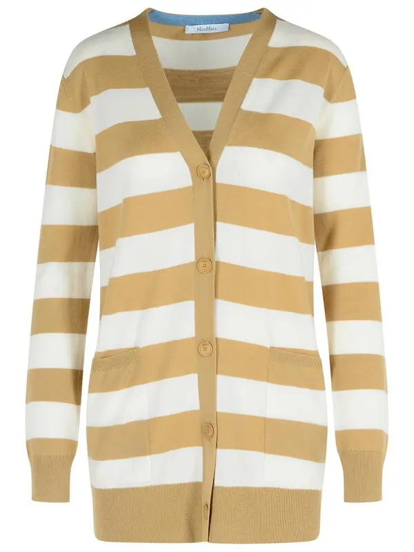 Max Mara Fiemme' Virgin Wool Sand Cardigan - Cream