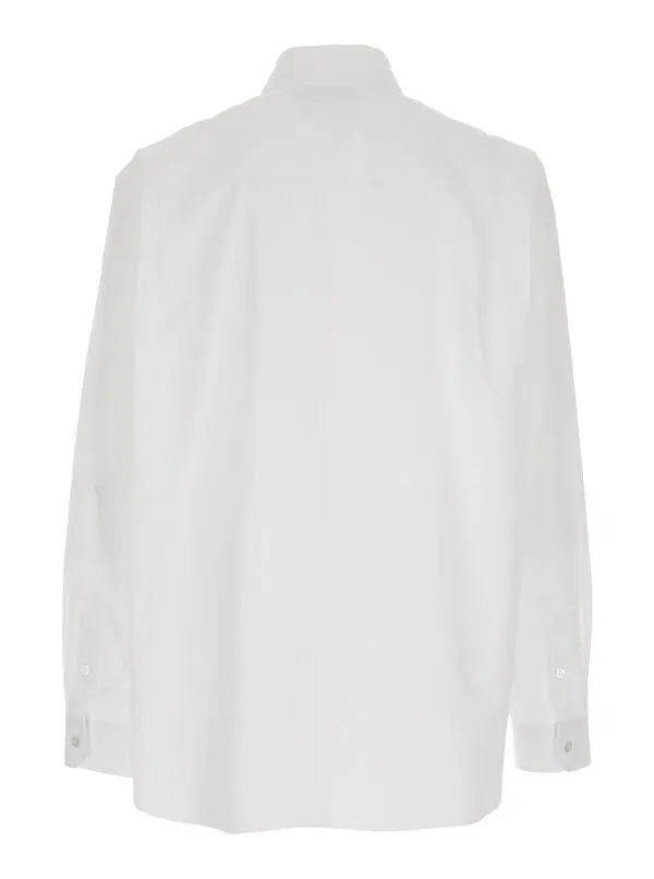 Gucci White Shirt With Classic Collar And Logo Detail On The Front In Cotton - Multicolor