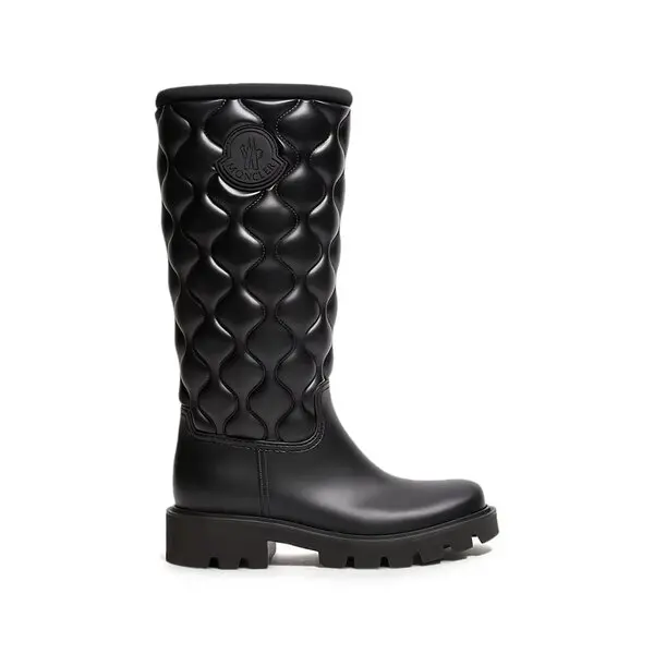 Moncler Quilted Logo Patch Boots - Black