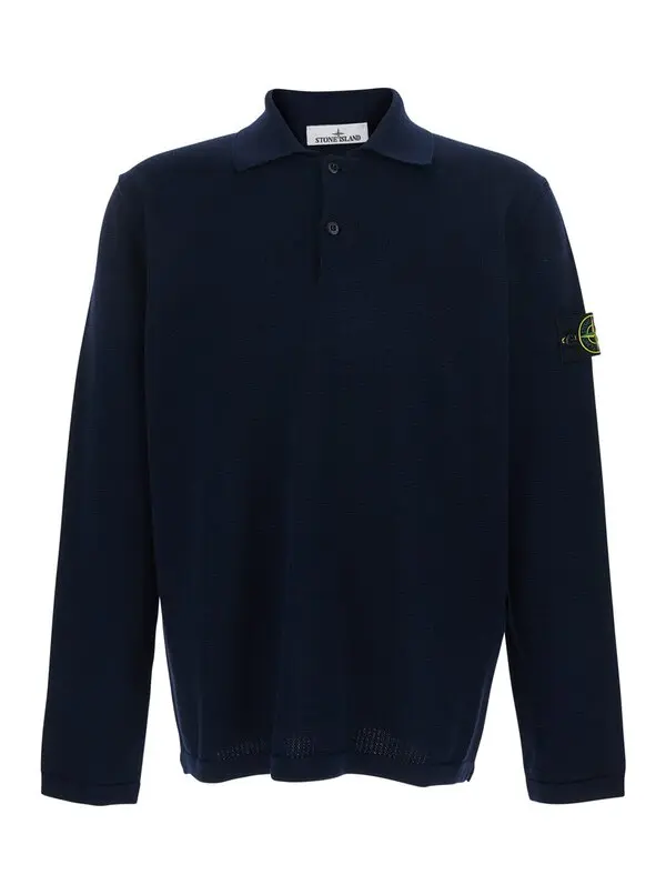 Stone Island Blue Sweatshirt With Logo Patch On Sleeve In Cotton For - Multicolor