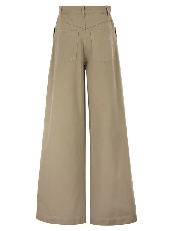 Max Mara Pure Cotton Palazzo Trousers - Cream