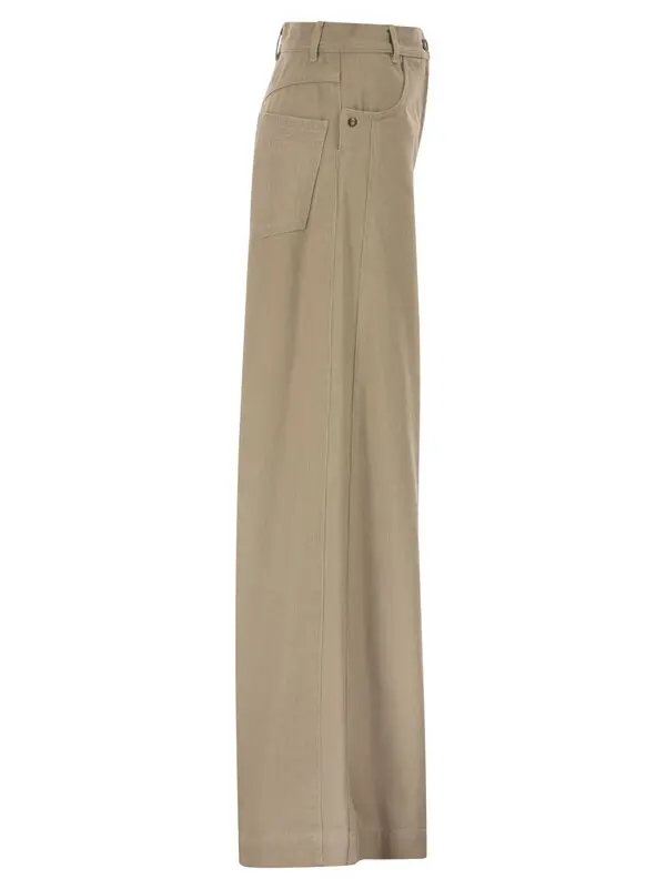 Max Mara Pure Cotton Palazzo Trousers - Cream