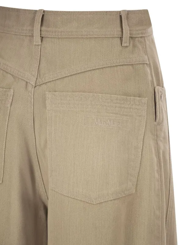 Max Mara Pure Cotton Palazzo Trousers - Cream