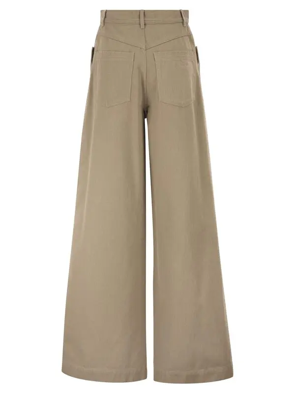 Max Mara Pure Cotton Palazzo Trousers - Cream