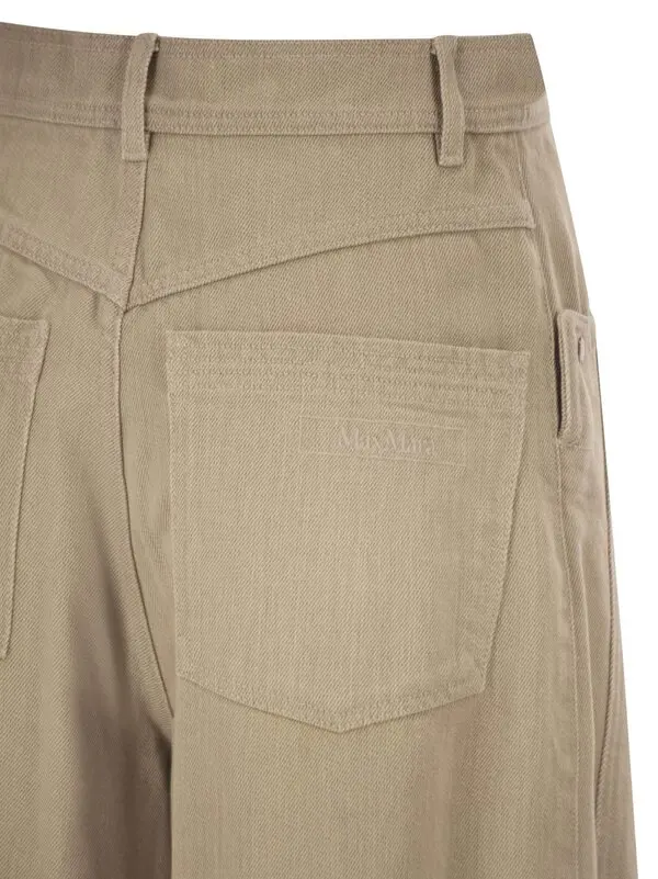 Max Mara Pure Cotton Palazzo Trousers - Cream