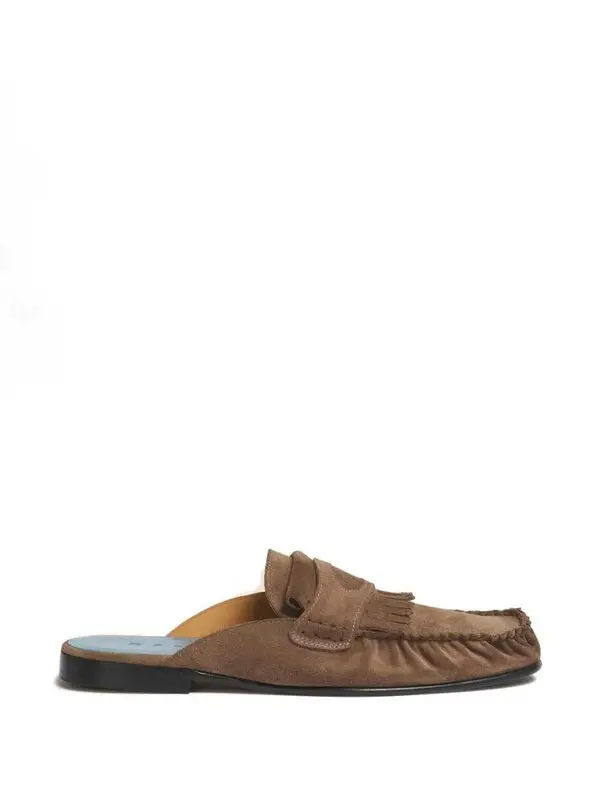 Marni Fringed Clogs - Brown