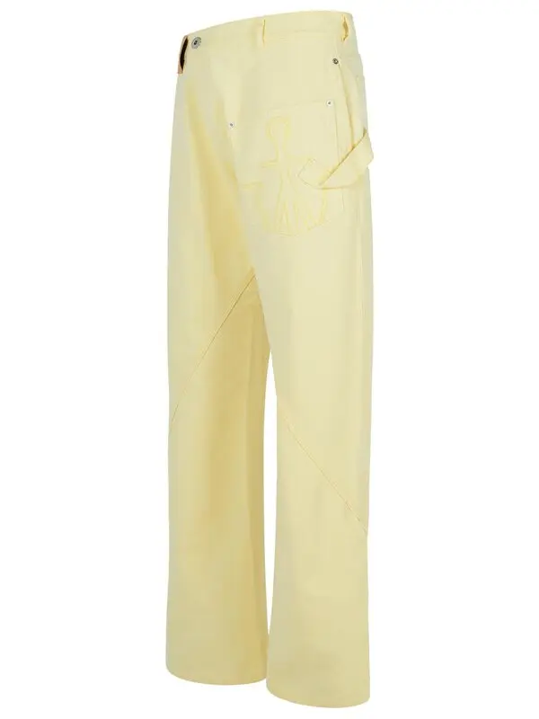 JW Anderson Cotton Workwear Pants With Twisted Leg - Yellow