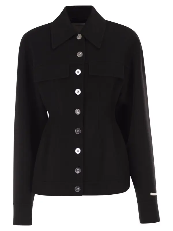 Sportmax Spxarena Tailored Virgin Wool Jacket With Sculpted Silhouette - Black