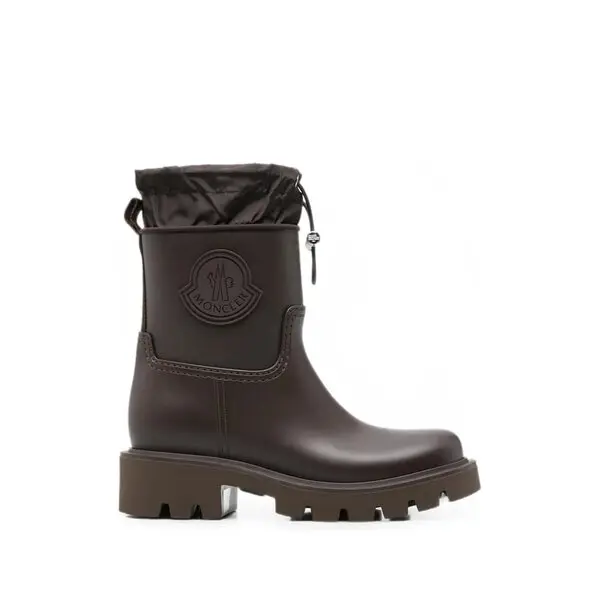 Moncler Matte Finish Round Toe Boots - Brown
