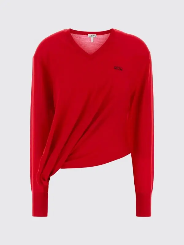 Loewe Draped Wool Blend Sweater - Red