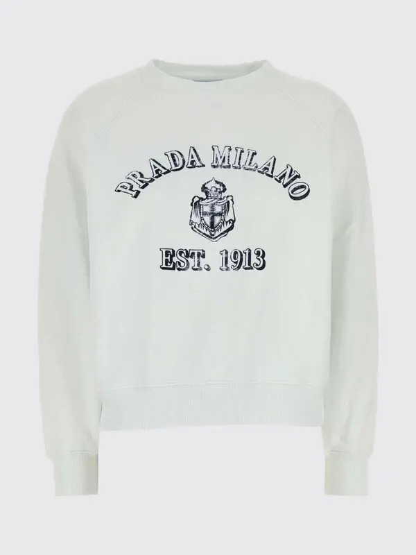 Prada Cotton Crewneck Sweatshirt With Logo - White