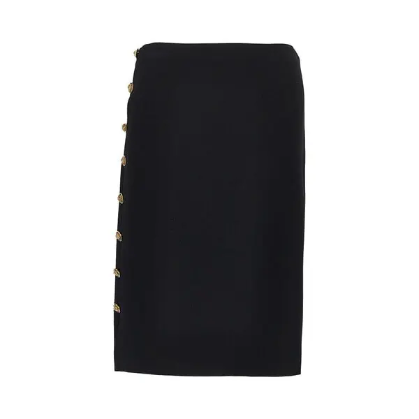 Versace Stretch Viscose Skirt With Medusa Buttons - Black