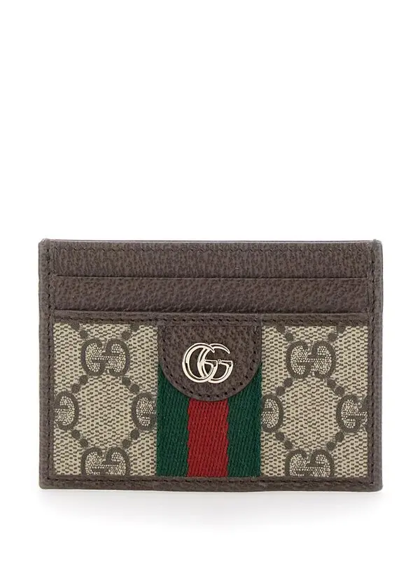 Gucci Card Holder 'ophidia' With Web Detail In Beige Leather For - Multicolor