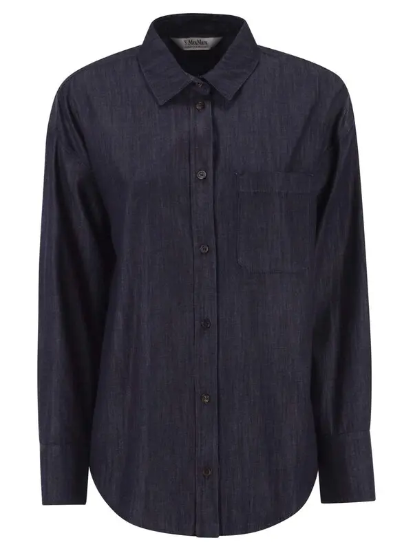 Max Mara Lightweight Denim Shirt With Jewelled Detail - Multicolor