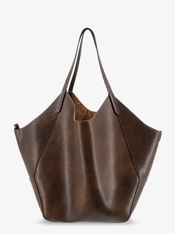 Brunello Cucinelli Leather Shopping Bag With Side Monili Detail - Multicolor