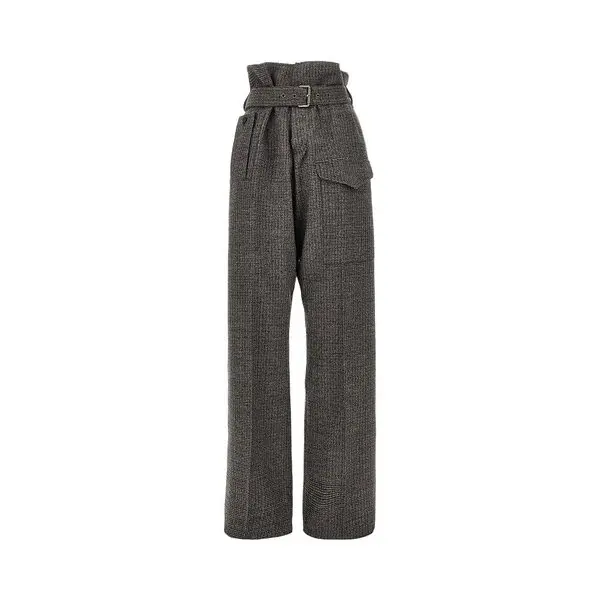 Etro Check Wool Pants With Belt - Gray