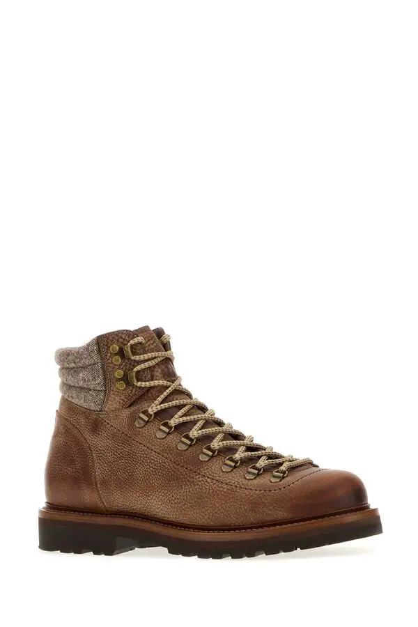 Brunello Cucinelli Caramel Leather Ankle Boots