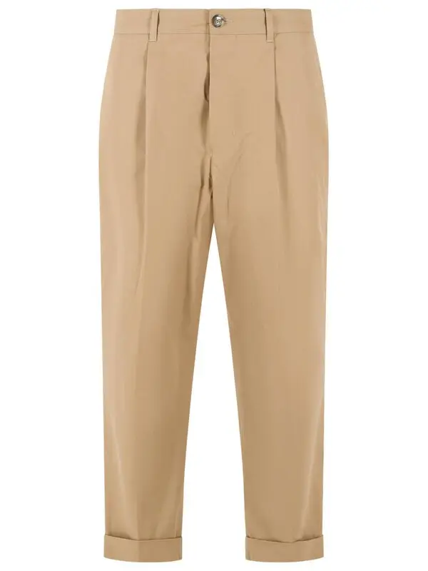 AMI Paris Cotton Carrot Trousers - Cream