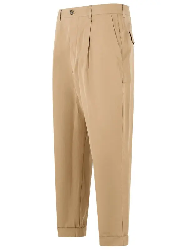 AMI Paris Cotton Carrot Trousers - Cream