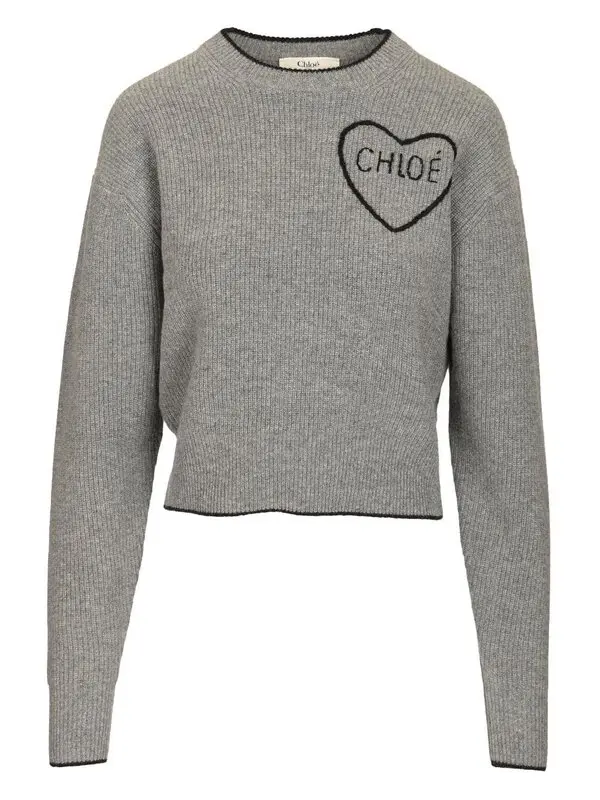 Chloé Cropped Fitted Shirt With Logo - Gray
