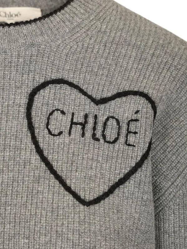 Chloé Cropped Fitted Shirt With Logo - Gray