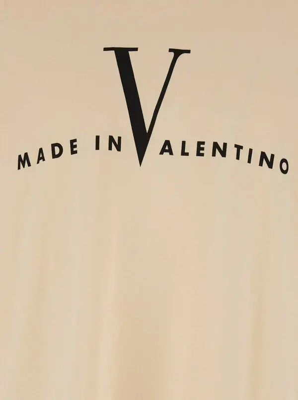 Valentino Garavani T-shirt Beige With Logo Print On The Front In Cotton For - Cream