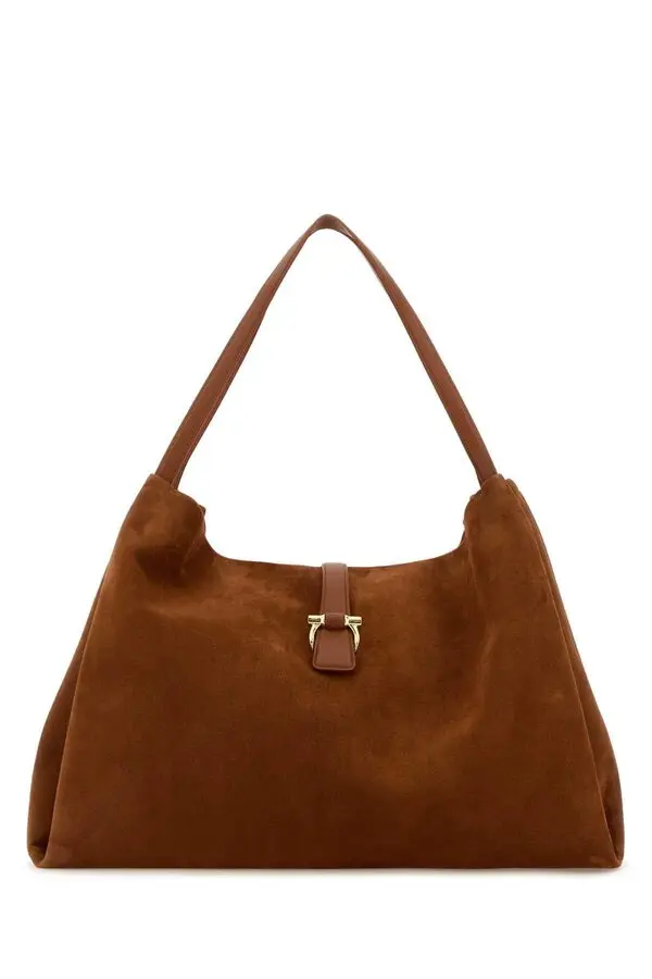 FERRAGAMO Caramel Suede Shopping Bag - Brown