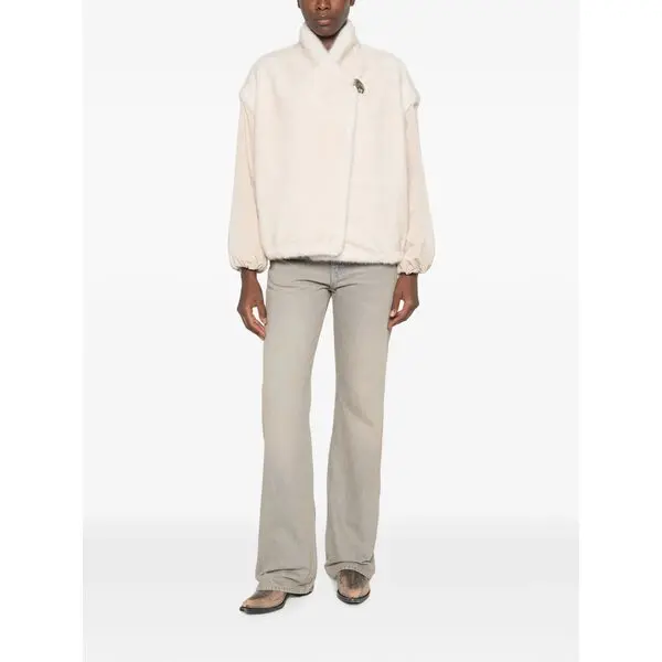 Moncler Neutrals Jackets Faux Fur & Shearling Jackets
