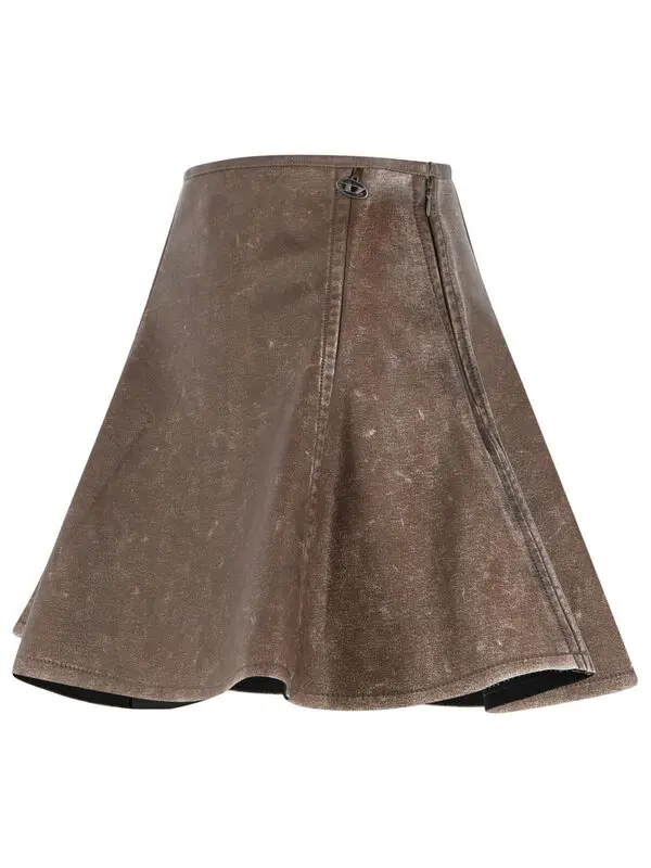 DIESEL® Faux Leather Miniskirt - Brown