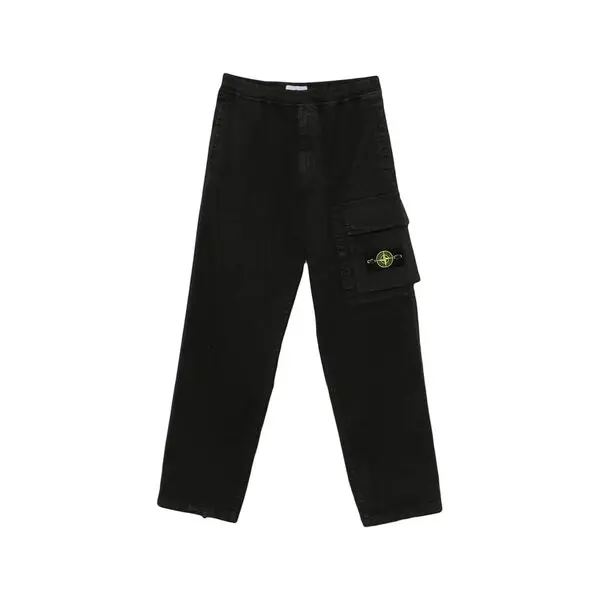 Stone Island Straight-leg Cargo Trousers - Black