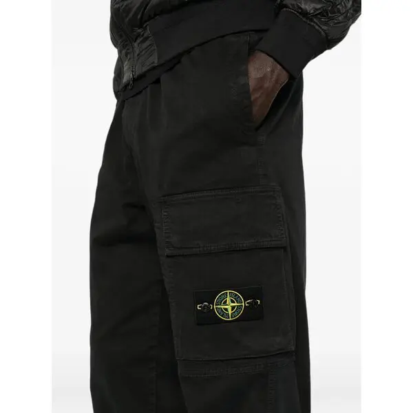 Stone Island Straight-leg Cargo Trousers - Black