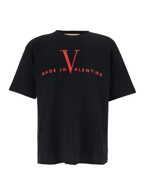 Valentino Garavani T-shirt With Logo Print On The Front And Dropped Shoulders In Cotton For