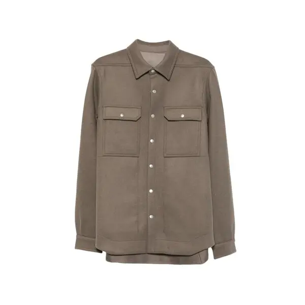 Rick Owens Virgin Wool Spread Collar Shirt Jacket - Gray